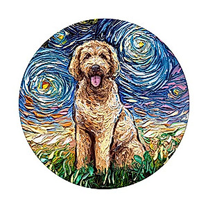 Cute Goldendoodle Starry Night Doodle Dog Art by Aja PopSockets PopGrip: Swappable Grip for Phones & Tablets