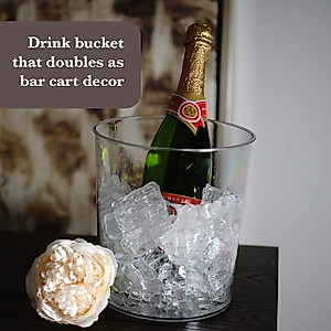 Spec101 Champagne Ice Bucket 6 Pack - Wine Bottle Chiller Beverage Tub Clear Plastic Ice Bucket Wine Buckets for Parties