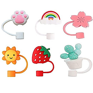 6PCS Straw Caps Covers, Straw Covers For Reusable Straws, Straw Tip Covers, Drinking Straw Cover, Straw Caps For Reusable Straws, Straw Protector Cover, Silicone Straw Covers Cap, Cloud Straw Cover
