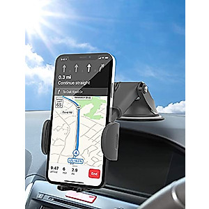 APPS2Car Adjustable Windshield Phone Mount for Car [Quick Extension Long Arm] Suction Cup Cell Phone Holder Compatible with All Smartphones - Easy Clamp Hands-Free Universal