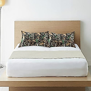 TropicalLife Camo Tree Leaves Pattern Satin Pillowcase Covers Envelope Closure, Rectangular Pillow Cases Decorative Standard Size Camouflage Throw Pillow Cover for Home Hotel Sofa Bed Decor