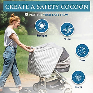 Fair-e-Trade Nursing Cover for Breastfeeding - 360 Degree Privacy Poncho, View Baby Hands-Free, Soft & 100% Breathable Cotton, Attached Carry Bag, 8-in-1 Uses, Covers Car Seat & Shopping Cart