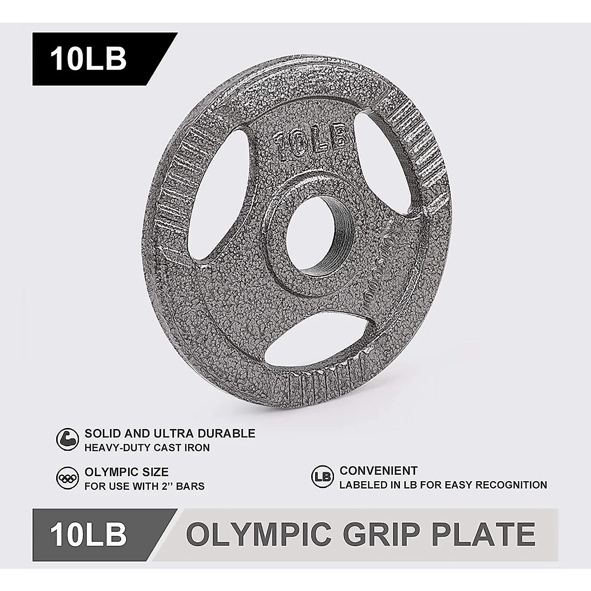 LIONSCOOL 2-Inch Olympic Grip Plate in Pairs or Single (10LB PAIR)