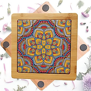 Decorative Wooden Trivets for Hot Dishes Pots and Pans Tea Pot Holders Nonslip Heat Resistant Kitchen Counter Accessories for Table Countertops (Style 2)
