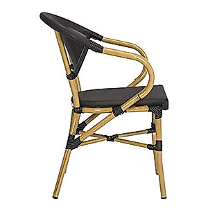 Safavieh PAT4015A-SET2 Outdoor Collection Burke Black Stacking Arm Chair