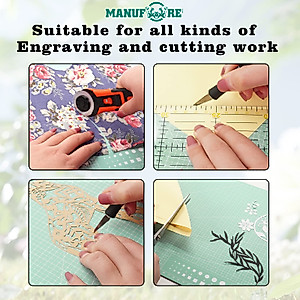 MANUFORE Mint Green Cutting Mat A3, A4, A5 Set with Centimeter and Inch Scale Self Healing Craft Cutting Board with 3mm 5-ply Thickness for Using Rotary Cutter, Craft Knife, Paper Knife