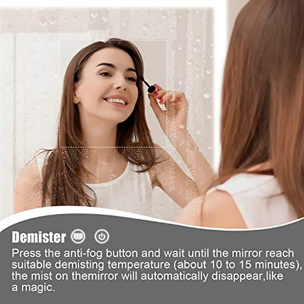 Janboe 20 Inch X 28 Inch Surface Mount LED Lighted Mirror Medicine Cabinet Single Door Bathroom Cabinet Double Touch Switches for Dimmer and Anti-Fog Function