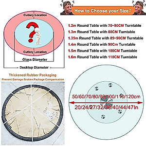 Transparent Rotating Serving Tray For Dining Table, 50-120CM Tempered Glass Lazy Susan Turntable, Round Table Top Rotating Tray Serving Plate With Anti-tilt Auxiliary Wheels Load Capacity 660Ib