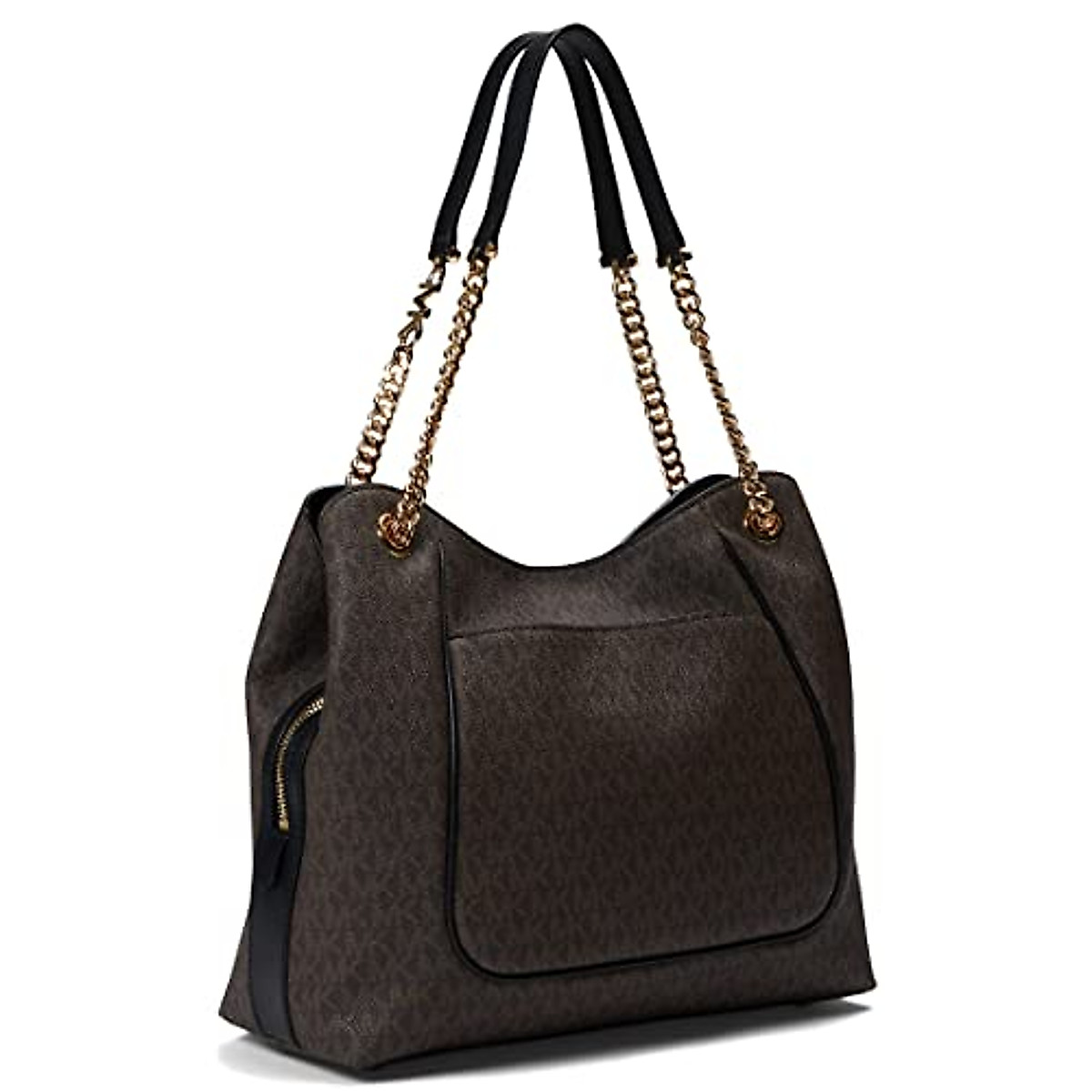 Michael Kors Piper Large Chain Shoulder Tote Brown/Black One Size