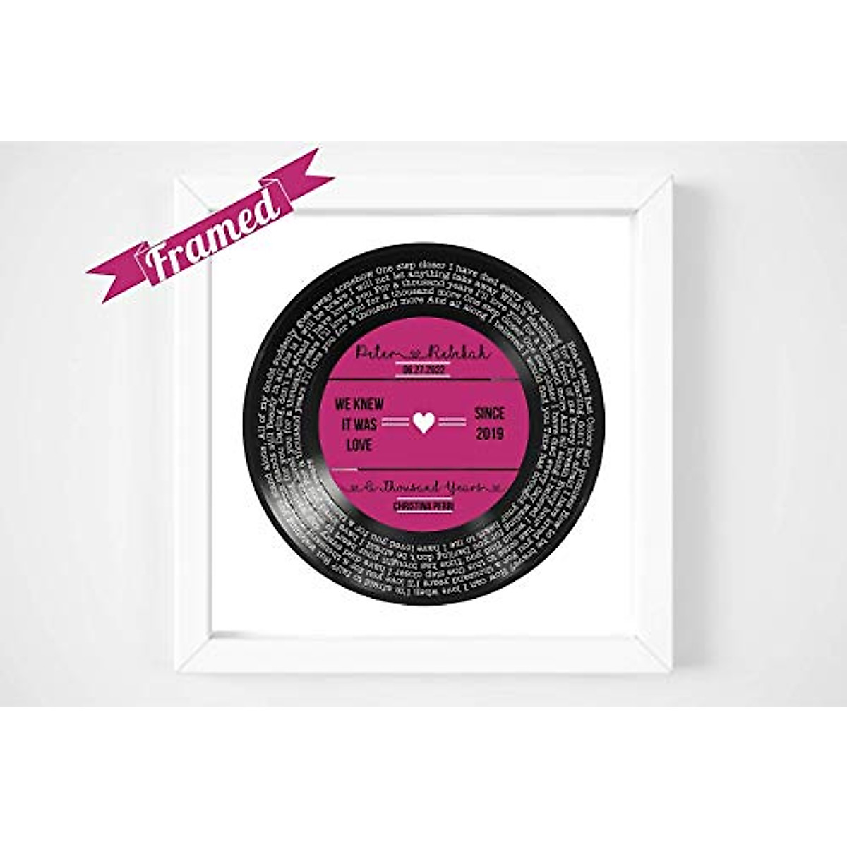 Personalized Record Print Personalized Vinyl Record Song Lyrics Frame Our Song Custom Song Lyrics Framed Print Anniversary Gift for Him