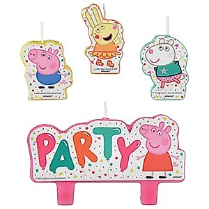 Peppa Pig Confetti Birthday Candles | Assorted Sizes | 4 Pcs