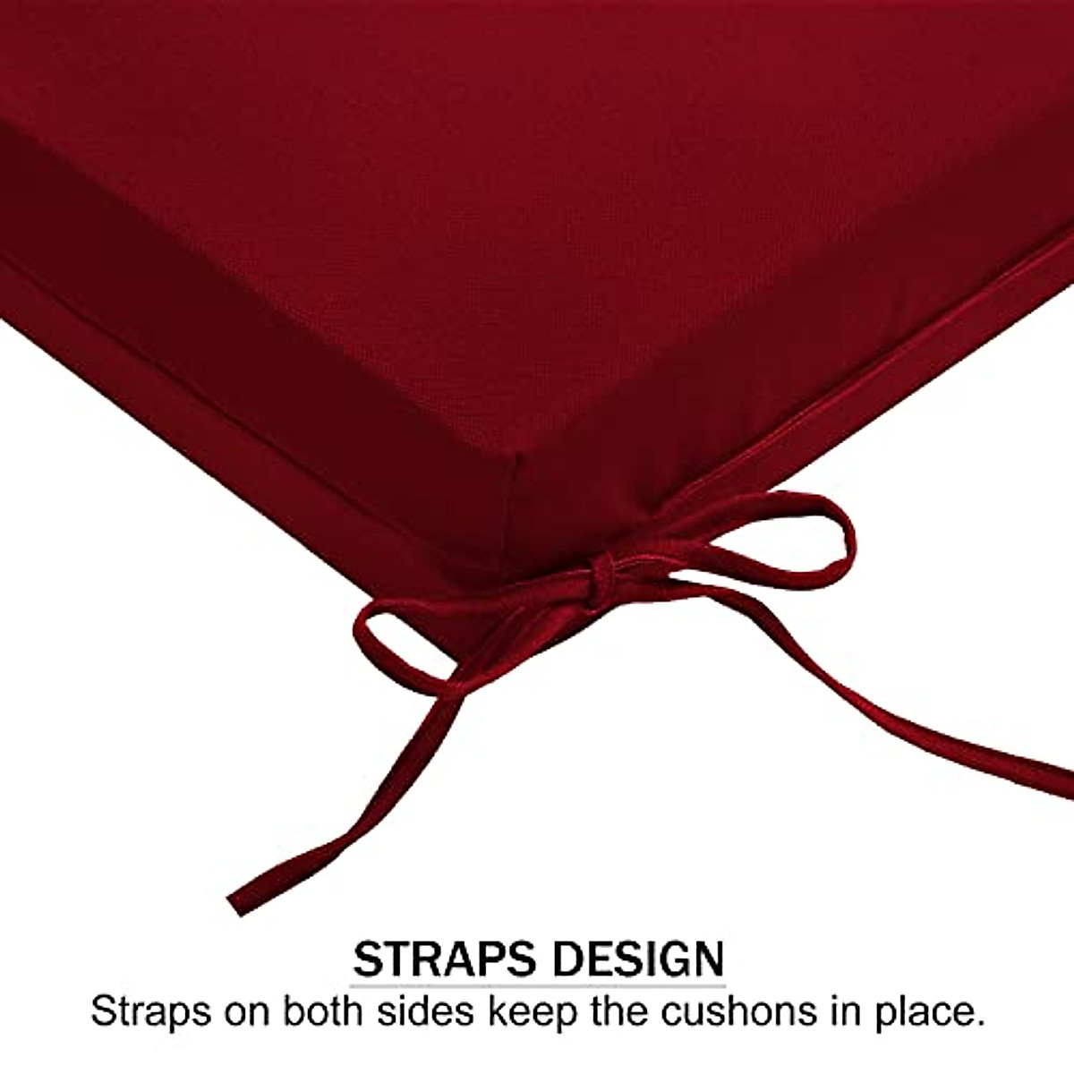 downluxe Outdoor Chair Cushions, Waterproof Square Corner Memory Foam Seat Cushions with Ties for Garden Patio Funiture, 18.5" x 16" x 3", Burgundy, 4 Pack