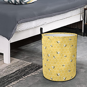 Yellow Bees On The Honey Honeycombs Laundry Basket with Handle 45L Laundry Hamper Collapsible Toys Storage Basket Toys Room Storage Basket