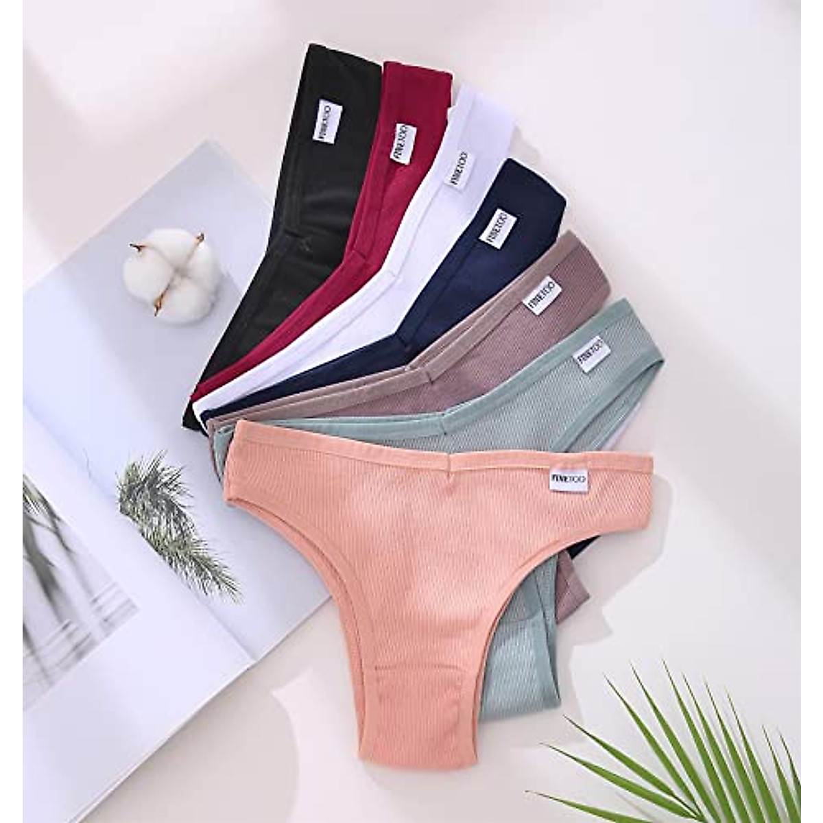 FINETOO 10 Pack Womens Cotton Underwear Sexy Stretch Bikini Panties Low Rise Hipster Ladies Soft V-Waist Cheeky(M)
