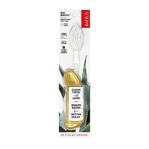 RADIUS Big Brush BPA Free & ADA Accepted Toothbrush Designed to Improve Gum Health & Reduce Gum Issues - Right Hand - Gold - Pack of 1
