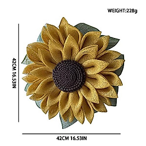 HWZQDJ Sunflower Wreath for Front Door Outside, Artificial Sunflower Garland Hanging Wall Decor Bee Festival Welcome Sign Decorations Rustic Garland Hangers