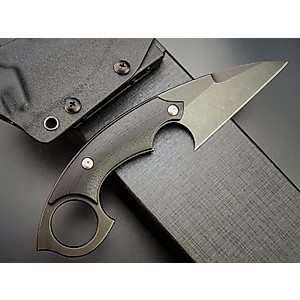 Ccanku C1118 Fixed Blade Knife,D2 Blade G10 Handle Claw Knife EDC Tool Knife for Outdoor Camping, Hiking, Fishing with kydex Sheath(Black) …