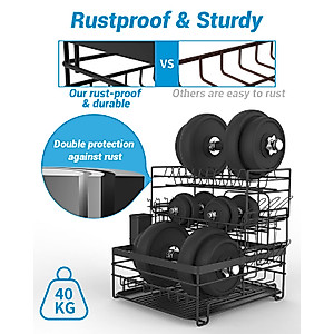 3 Tier Dish Drainer Rack for Kitchen Counter, Large Capacity Dish Drying Rack with Drainboard,Cup Holder,Cutting Board Rack and Cutlery Holder,Detachable Stainless Steel Dish Drying Rack for Kitchen