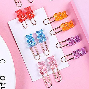 10PCS Paper Clip, Kawaii File Clips, Candy Colors Memo Clips Binder Bookmark, Cute Bookmark, Rainbow Bear Paper Clamps Mixed Color