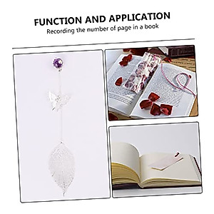 STOBOK Boxed Ball Use Silver Leaf Eternal Unique Book Reader Favor with Beads Purple and School Butterfly Stationery Glass Pendant Shop Kid Home Markers Office Party Shape Handmade Page