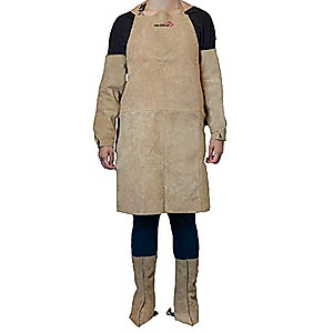 SAFE HANDLER Welders Leather Protection Kit with 5 Piece Full Body Protection | Sturdy, Strong Overall Protection, Adjustable Straps, Grade A Split Leather, 36 inch