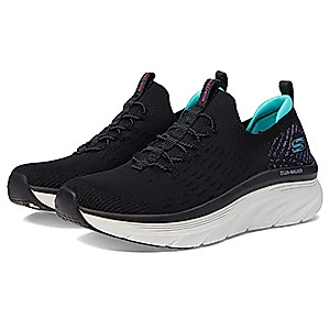Skechers Sport Women's Women's D'LUX Walker Sneaker, Black/Light Blue, 9.5