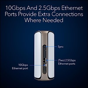 NETGEAR Orbi 970 Series (RBE970) Quad-Band WiFi 7 Mesh Add-on Satellite - Works with Existing 970 Series Mesh System or Router, Security Features, Covers up to 3,300 sq. ft., BE27000 802.11be