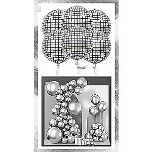 PartyWoo Metallic Silver Balloons 100 pcs and Disco Silver Foil Balloons 6 pcs