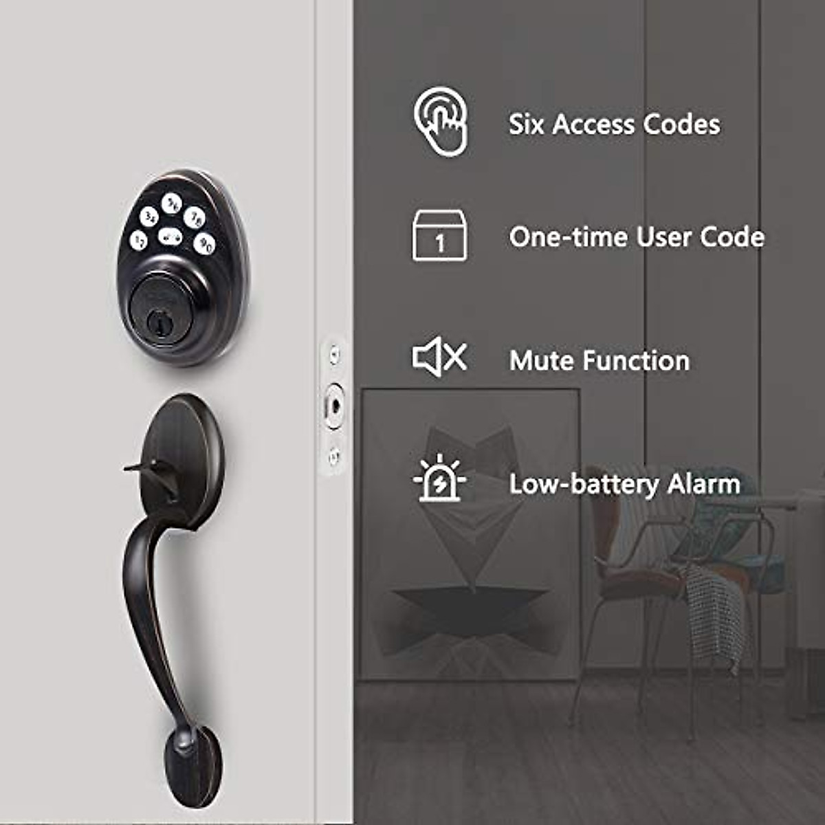 Signstek Front Door Lock Set,Keyless Entry Door Lock with Handle,Electronic Keypad Deadbolt,Smart Locks for Front Door (Oil Rubbed Bronze Plus)