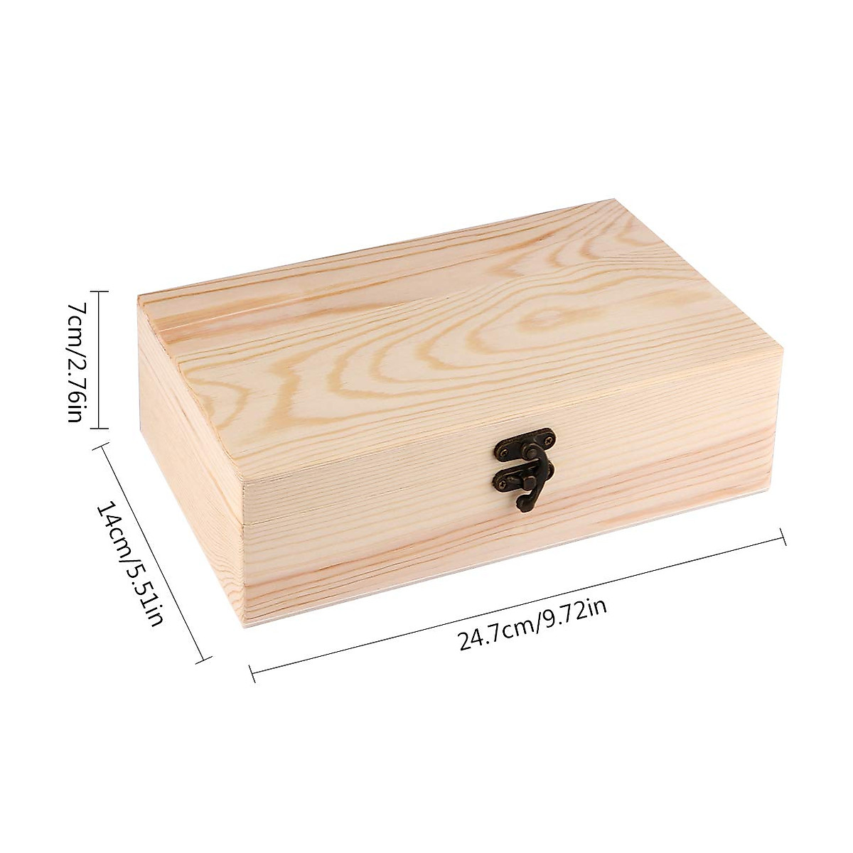 dedoot Unfinished Wooden Box with Hinged Lid 9.7x5.5x2.7 Inch Rectangle Keepsake Box Clasp Wood Box, Storage Box Wooden Gift Boxes for DIY Crafts, Home Deocration, Jewelry