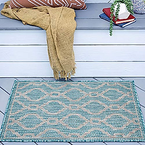 Universal Rugs Small 2x3 Indoor Outdoor Rugs for Patios Deck Porch Entryway - Transitional, Geometric Outside Area Rug Carpet for Entry Way