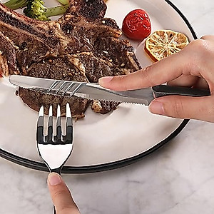 New Star Foodservice 58994 Stainless Steel Steak Knife, 4.5-Inch Rounded Serrated Blade with Plastic Handle, Set of 12