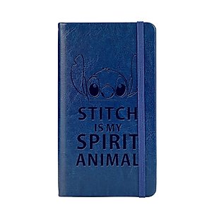 JOHSBYD Stitch Gifts Leather Notebook Lilo & Stitch Journal Notebook for Stitch Lover Gifts Stitch is My Spirit Animal Leather Notebook for Son Daughter (A6 Blue)