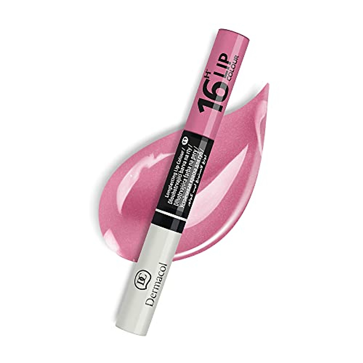 Dermacol - 16-Hour Lip Colour, Highly Pigmented Glossy Lip Stain, Two-Phase Lip Plumper Gloss, Kissproof Lip Makeup Products with Matte and Glitter Finish, No.11 Shimmering Light Pink Lipstick, 7.1 mL