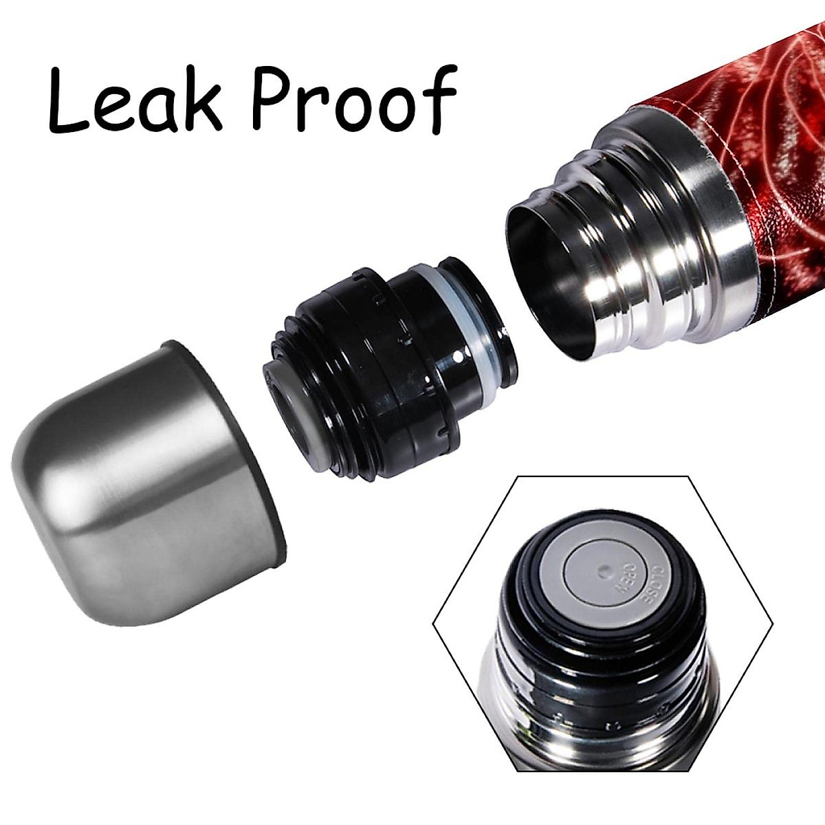 Stainless Steel Leather Vacuum Insulated Mug Fireworks Thermos Water Bottle for Hot and Cold Drinks Kids Adults 16 Oz