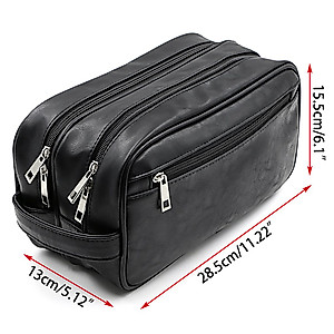 Sumnacon Toiletry Bags, Unisex PU Leather Waterproof Travel Toiletry Bag Organizer Perfect for Shaving Grooming Dopp Kit & Household Business Vacation, Cosmetic Bag with Portable Handle