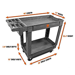 WEN 73009 500-Pound Capacity 40 by 17-Inch Two-Shelf Service Utility Cart