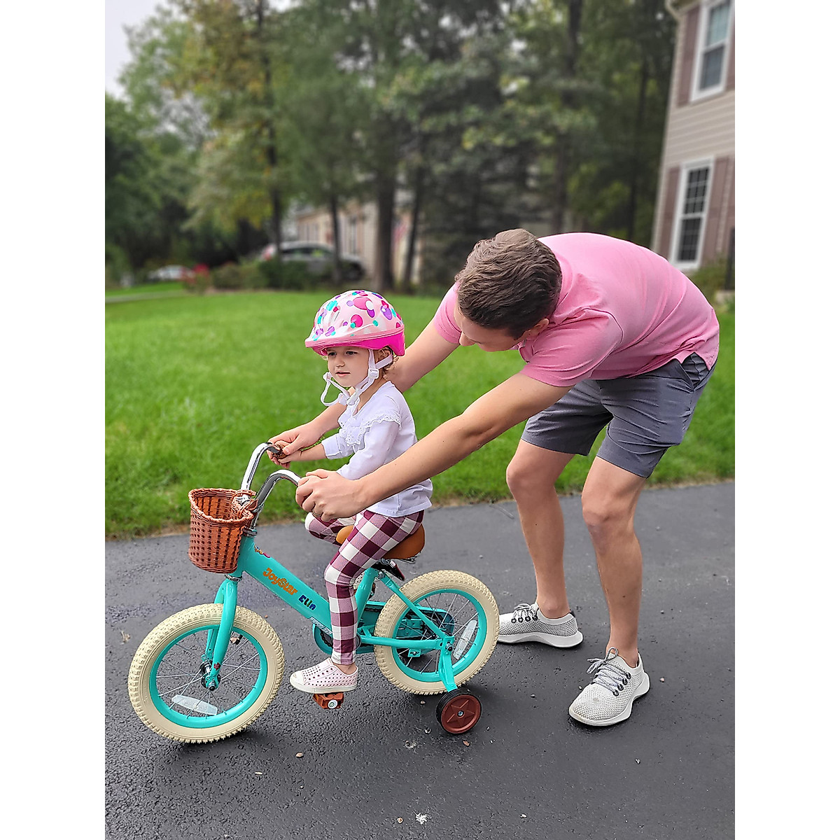 JOYSTAR Kids Bike, Retro 16 Inch Girls Bikes with Training Wheels & Basket, Vintage Kids Bicycle for Girls Toddler of 3-5 Years, Green