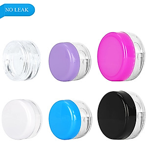 50PCS 3 Gram Sample Containers, 3ml Empty Jars with Lids, Small Cosmetic Containers, Mini Sample Jars with 4PCS Mini Spatulas for Make Up, Oils, Lotion, Powder, Paint, Jewelry, Lip Balms(Blue Lid)
