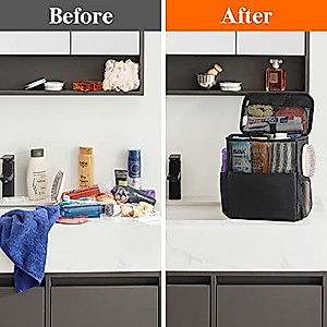 Lifewit Shower Bag Mesh Shower Caddy Portable College Dorm Room Essentials Tote Bag for Bathroom, Gym, Travel, Camping Quick Dry Hanging Shower Organizer Basket Toiletry Bag, Medium, Black