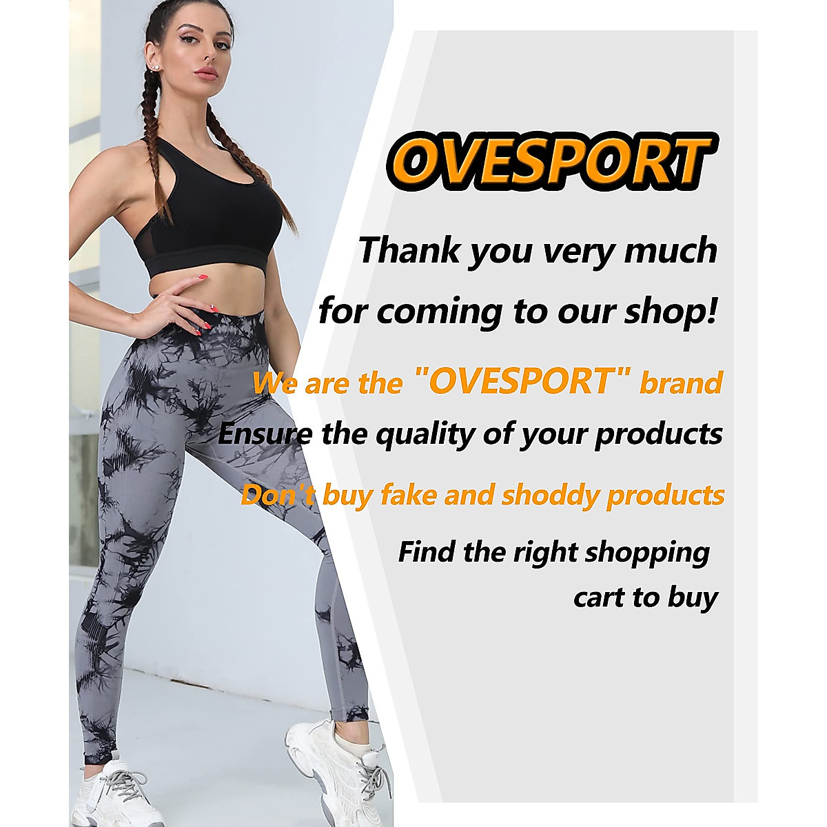 OVESPORT Seamless Leggings for Women Butt Lift High Waist Sexy Tie Dye Yoga Pants Soft Opaque Sports Workout Tights Running(CK1370, Black, L)
