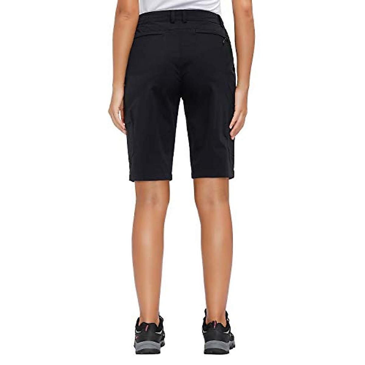 Libin Women's Lightweight Hiking Shorts Quick Dry Cargo Shorts Summer Travel Golf Shorts Outdoor Water Resistant Black S