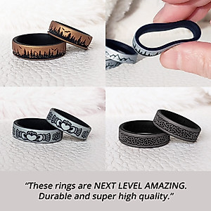 Knot Theory Forest Silicone Ring for Men and Women - Antique Gold Size 6 Silicone Wedding Band for Sports Activities, Breathable Comfort Fit 6mm Bandwidth