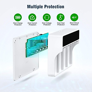 HiQuick 9 Volt Charger, 4 Bay LCD 9V Charger for 9V NiMH NiCD Li-ion Rechargeable Battery