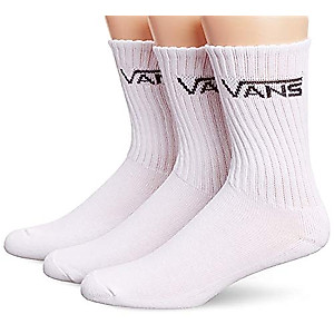 Vans, Classic Crew-Socks, 3-Pair Pack, White, Large (9.5-13)