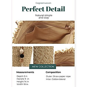 Beach Straw Bag Large Tote Bags for Women, Handmade Summer Purse Handbag L Beach Bags