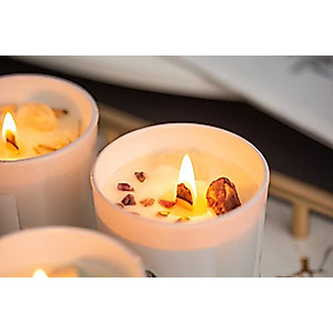 Organic Candles with Crystals Inside, Non Toxic Natural Candles, Crystal Candles for Home Scented, Juniper Lavender Aromatherapy Candle Gift for Women, Mothers Day Gifts, Mom Birthday Gifts