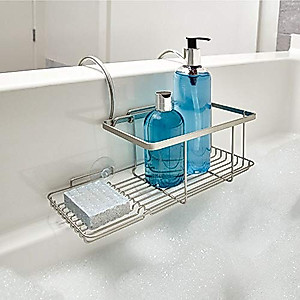 iDesign 23825EU Everett Drill Bathroom Storage, Small Metal Hanging Tray, Bath Caddy for Soap, Cosmetics, Books, Tablet and Phone, Matte Silver, 30.7 cm x 26 cm x 17 cm