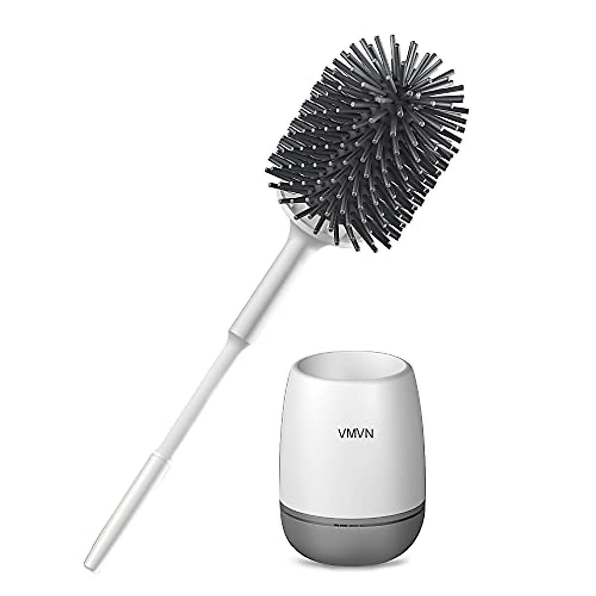 VMVN Toilet Bowl Brush and Holder,Compact Toilet Cleaner Brush Set for Bathroom Deep Cleaning,Silicone Bristles Toilet Scrubber,Floor Standing