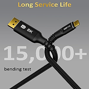 USB C to DisplayPort 1.4 Cable 4 FT, 8K@60Hz, 4K@120Hz, Thunderbolt 4/3 Type C to DP Cord, (Thunderbolt 4/3 Compatible) for MacBook Pro/Air, iPad Pro, iPhone 15 Pro Max, Galaxy, XPS-(Not HDMI)